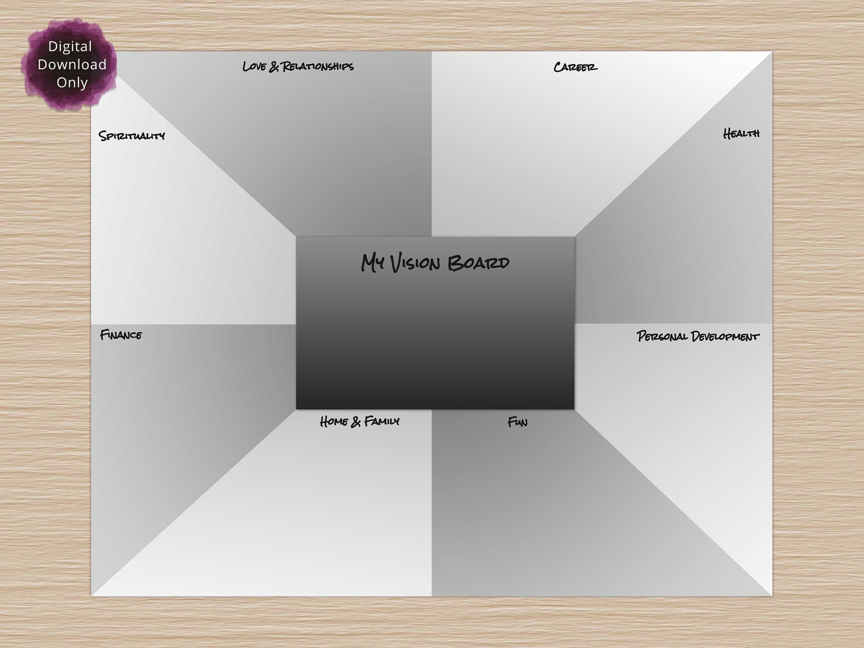 Black and White Vision Board Template, Printable Vision Board Kit ...