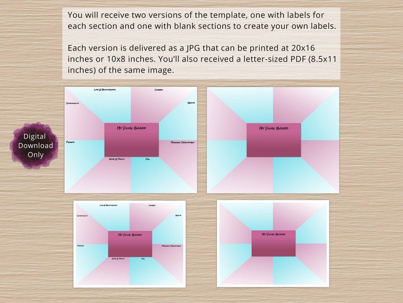 Vision Board Background, Printable Vision Template - Etsy