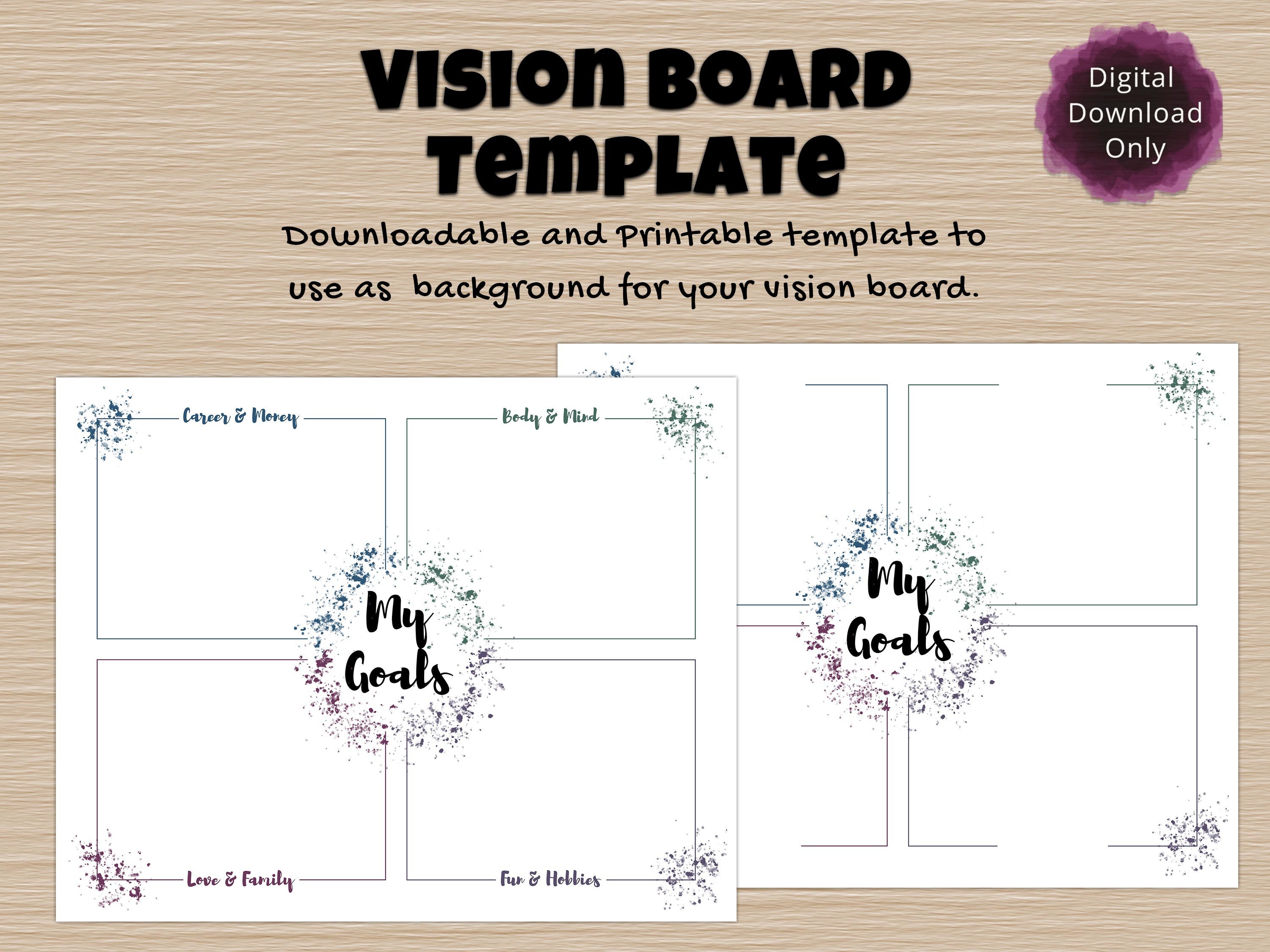Goal Planning Template, Printable Vision Board Kit, Dream Board, Goal ...