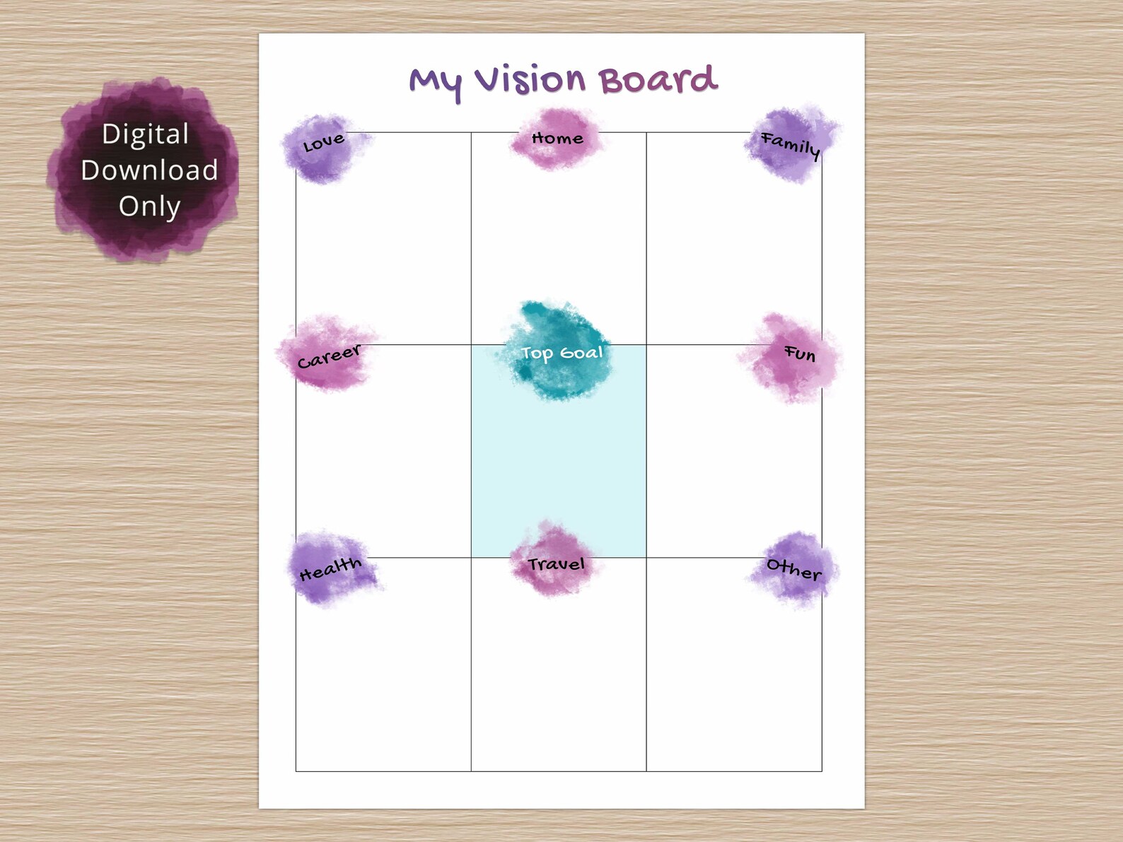 Plantilla de tablero de visión, kit imprimible de tablero de visión ...