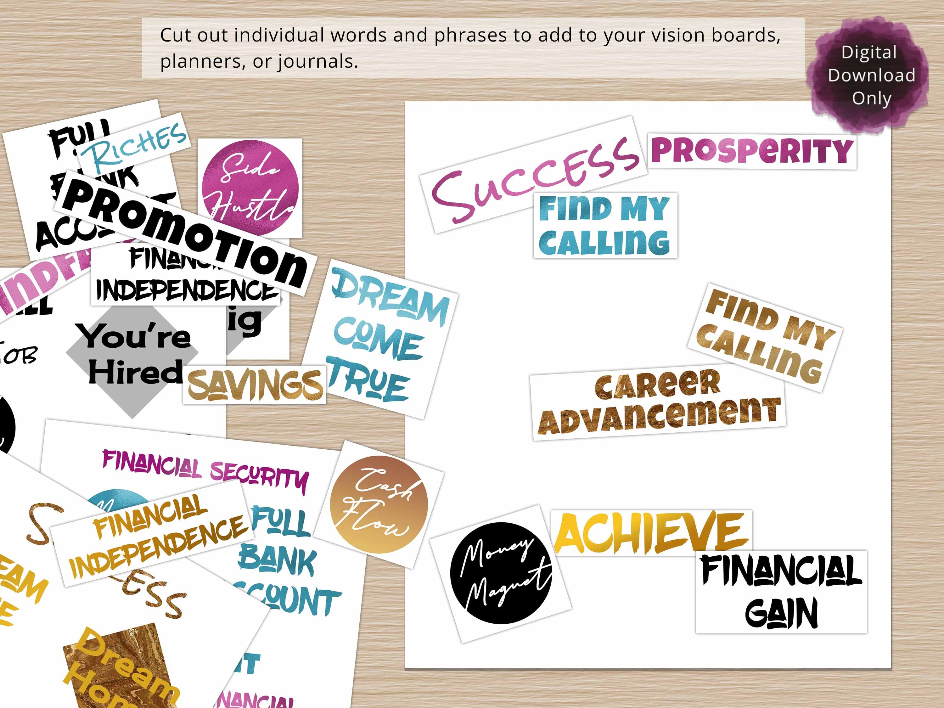 Vision Board Words, Financial Vision Board, Career Power Words - Etsy