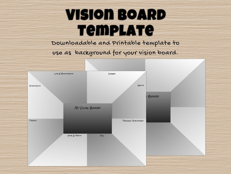 Black and White Vision Board Template, Printable Vision Board Kit ...
