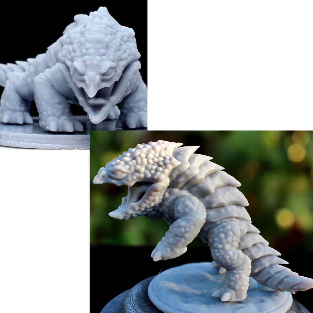 Set of Two Bulette Miniature Models, Large Size 2 Inch Base 3D Resin ...