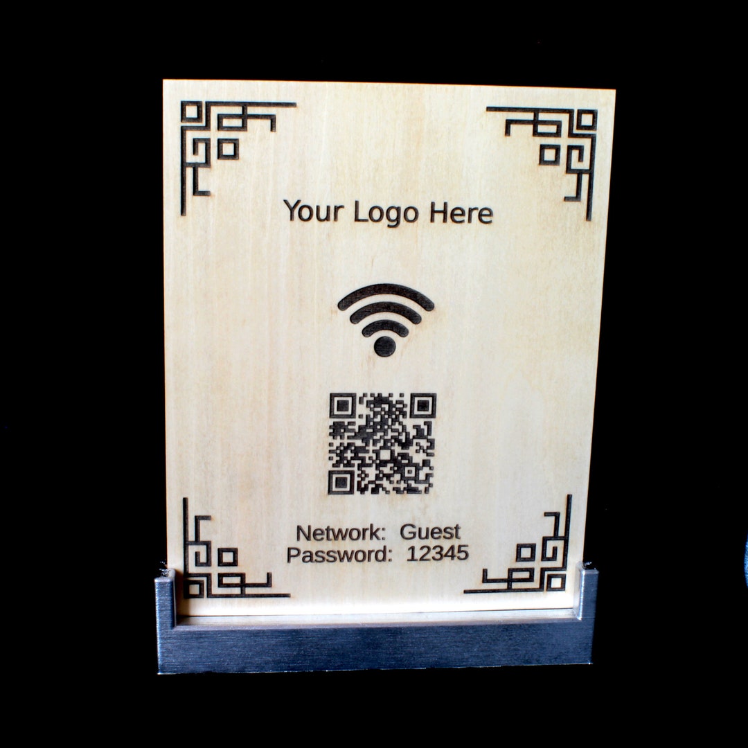 Custom Wifi Sign With QR Code, 8x10 Inches, Laser Engraved Basswood ...