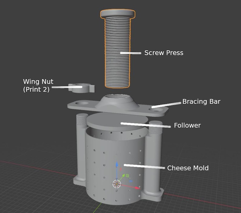 3d-printable Cheese Mold Press STL File: 2 Lb Hard Cheese Wheel ...