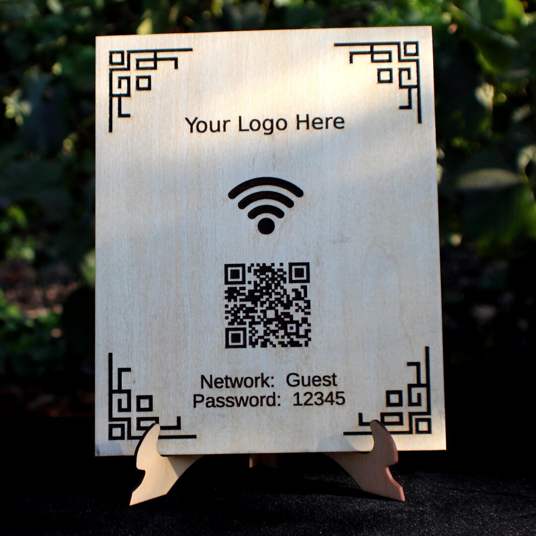 Custom Wifi Sign With QR Code, 8x10 Inches, Laser Engraved Basswood - Etsy