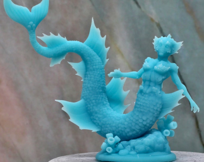 Blue Mermaid, 3D Resin Print for Dnd, Tabletop Games - Etsy