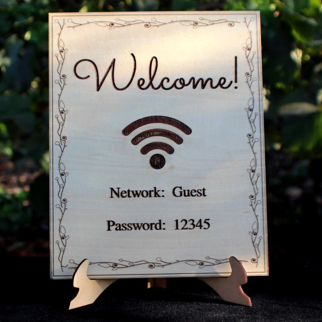 Guest Welcome Wifi Sign, 8x10 Inches, Laser Engraved Basswood - Etsy