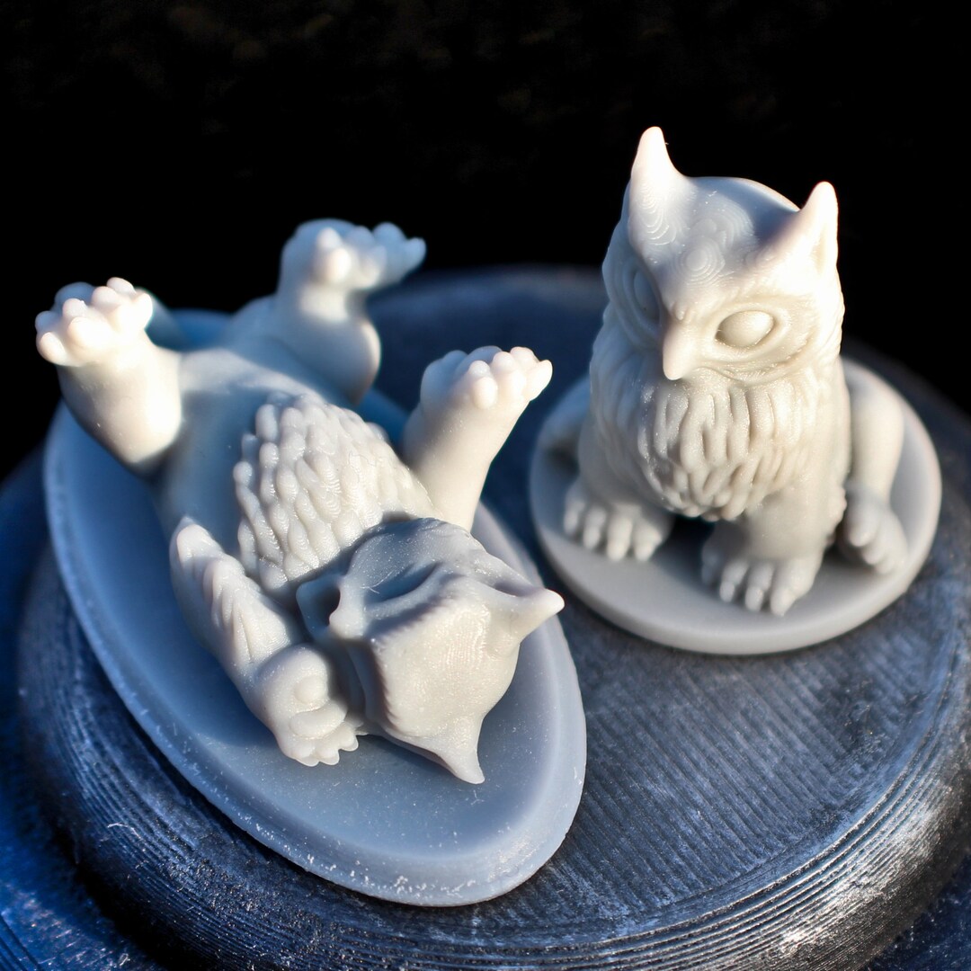 Two Owlbear Cub Miniature Models, 3D Resin Prints for Dnd, Tabletop ...
