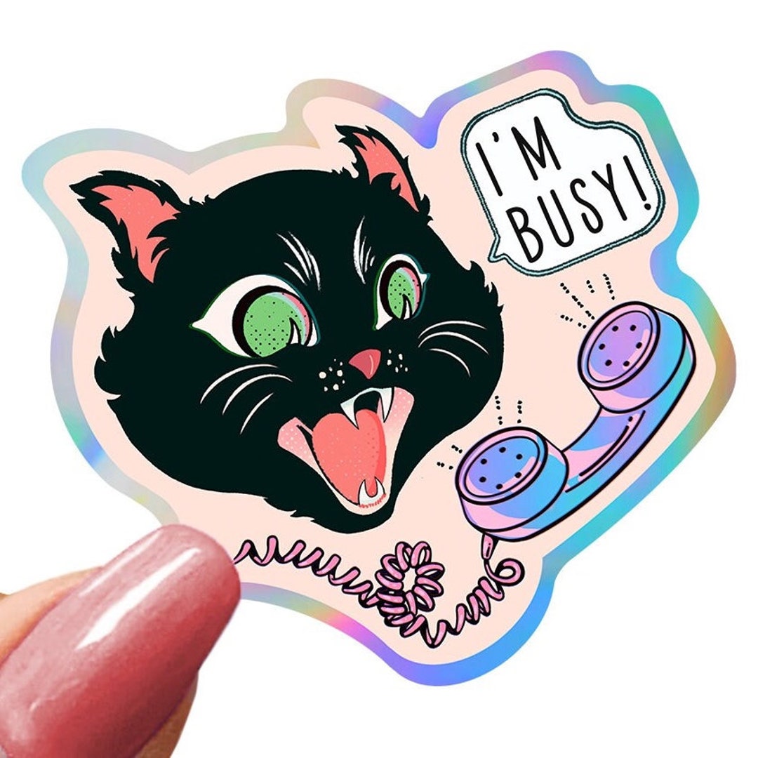 Black Cat Vinyl Sticker, Black Cat Sticker, Cat Laptop Sticker, Cat ...
