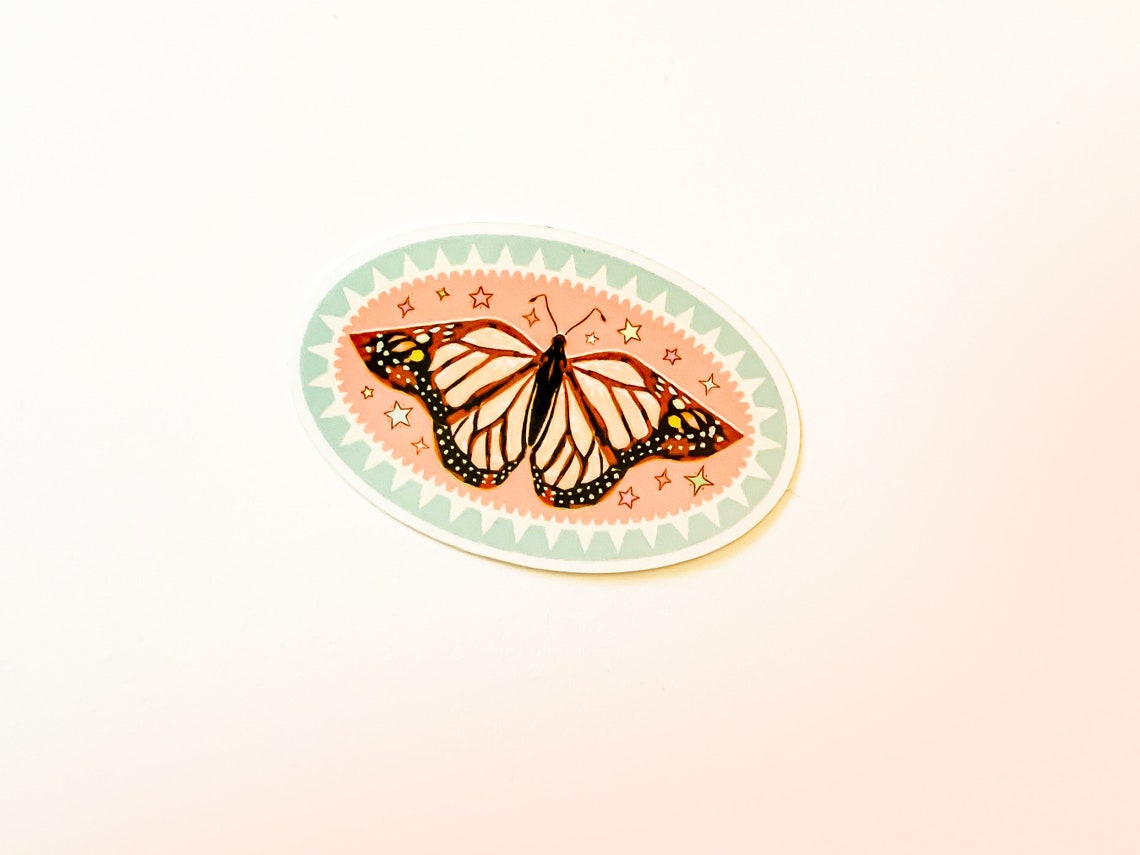 Monarch Vinyl Sticker, Butterfly Laptop Sticker, Waterproof, Kitsch ...