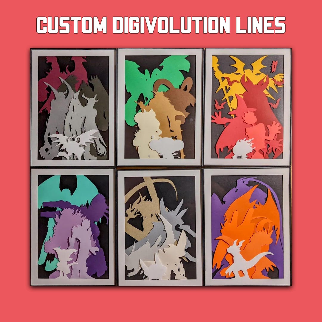 CUSTOM* Single Digimon Evolution Line - Paper Art - Etsy
