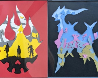 CUSTOM Digimon Team Silhouettes Paper Art - Etsy
