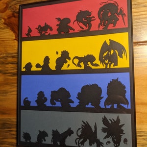 CUSTOM* Digimon Team - Silhouettes - Paper Art - Etsy