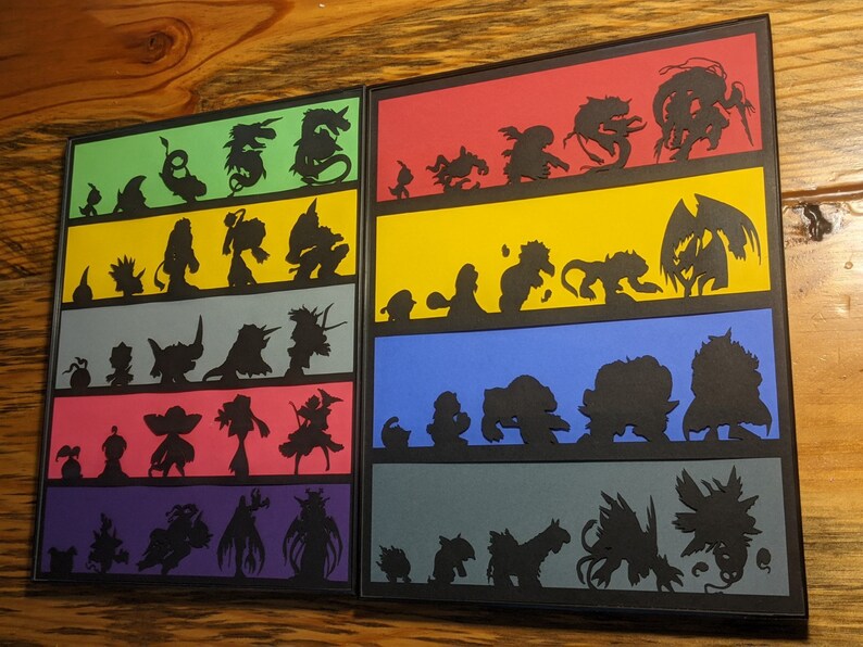 CUSTOM Digimon Team Silhouettes Paper Art - Etsy