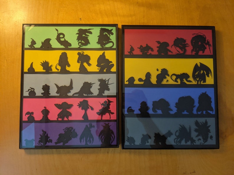 CUSTOM Digimon Team Silhouettes Paper Art - Etsy