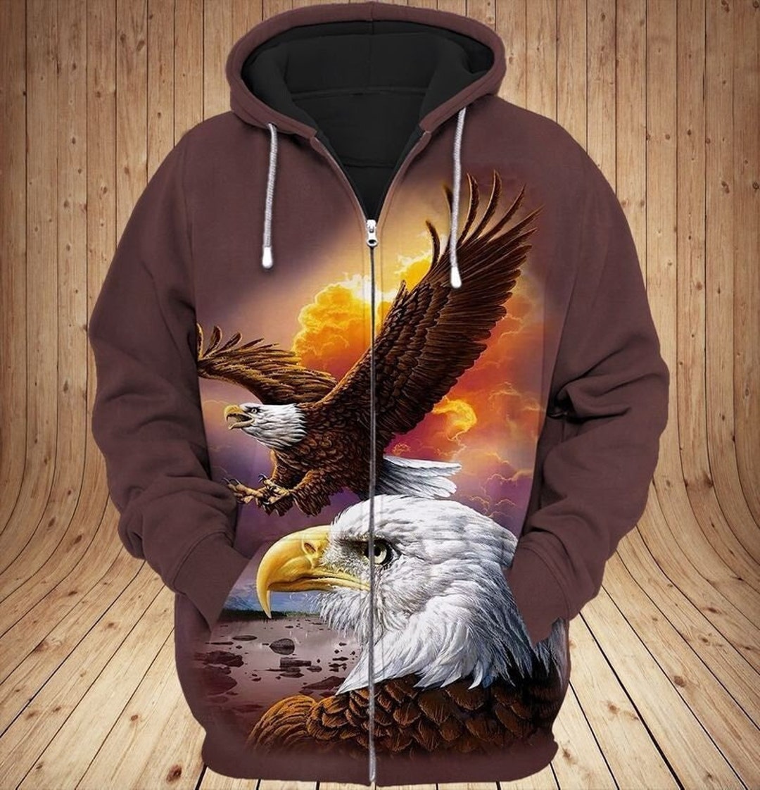 Eagle in the Sky Brown Sweatshirt Hoodie, Eagle Lover Hoodie, Eagle ...