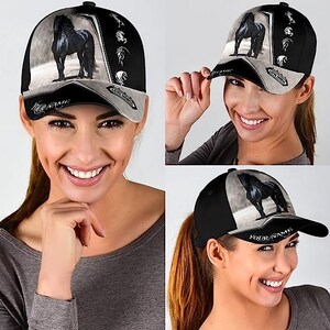 Personalized Friesian Horse Baseball Cap, Custom Adjustable 3D Printed ...
