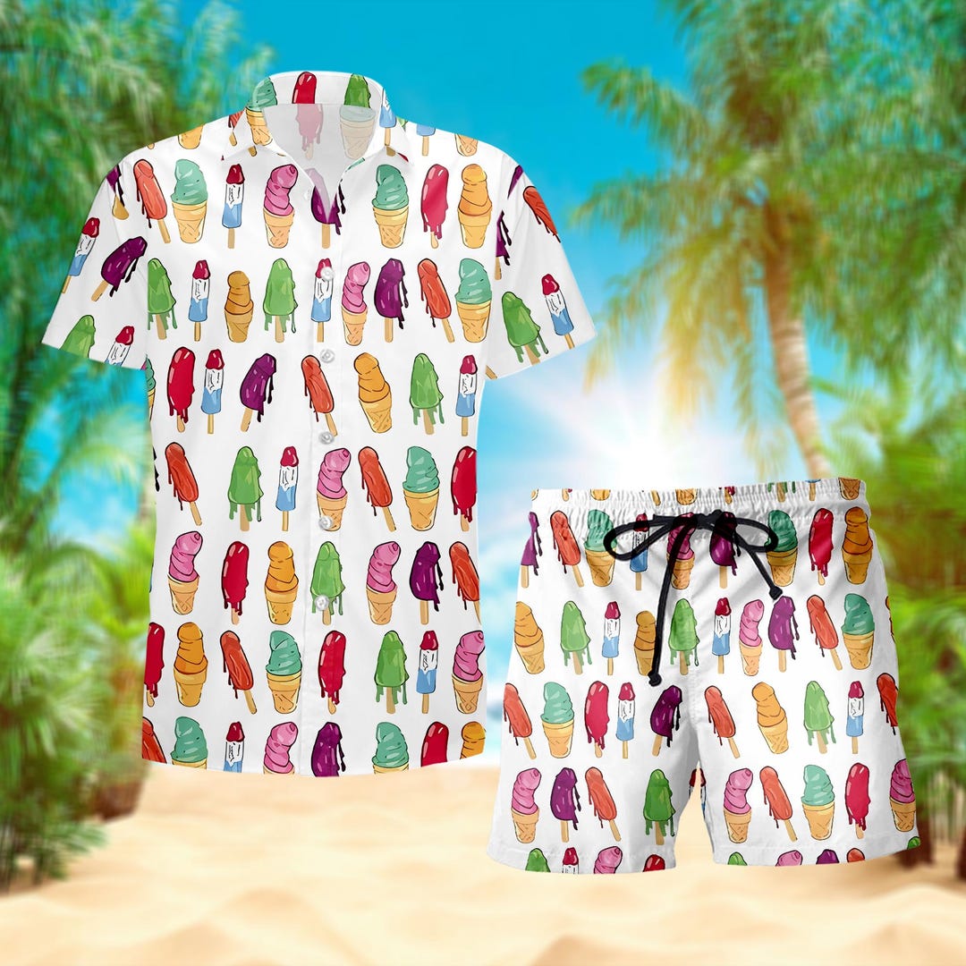 Ice Cream Shirts for Men 3d Printed Men's Hawaiian Shirt, Ice Cream ...