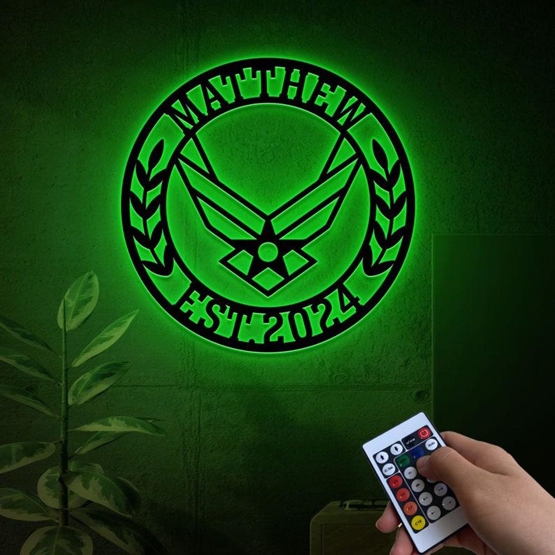 Custom US Air Force Metal Sign With LED Light, Personalized Soldier ...