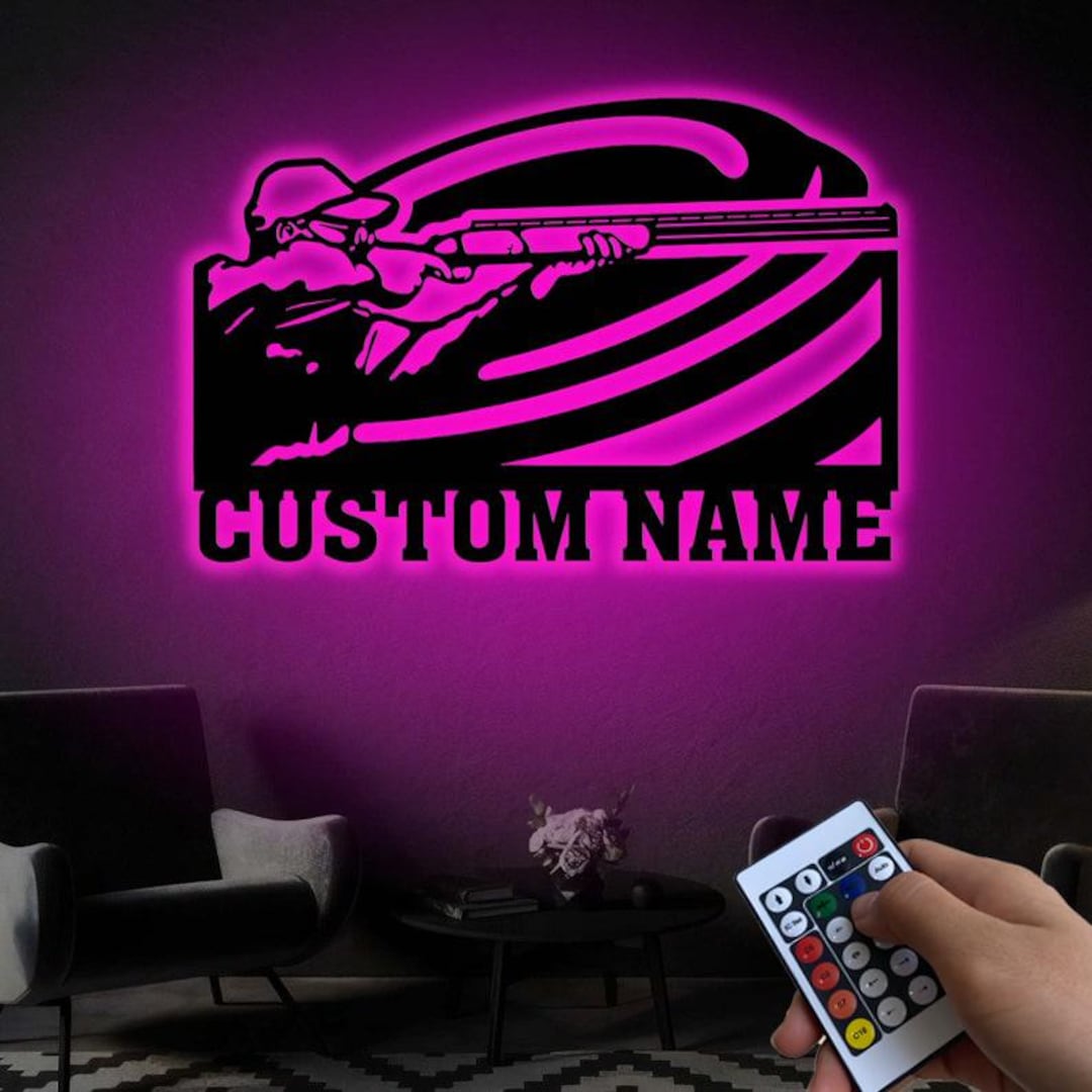 Custom Trap Shooting Metal Wall Sign With LED Lights, Sports Gift for ...