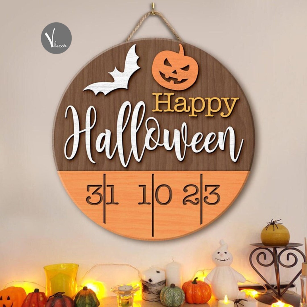 Halloween Spooky Fall Door Sign Cute Spooky Halloween Sign - Etsy