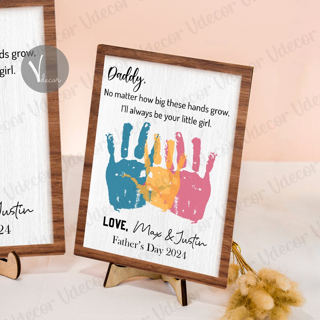 Personalized Kid's DIY Hand Print Sign for Dad's Gift, Father's Day ...