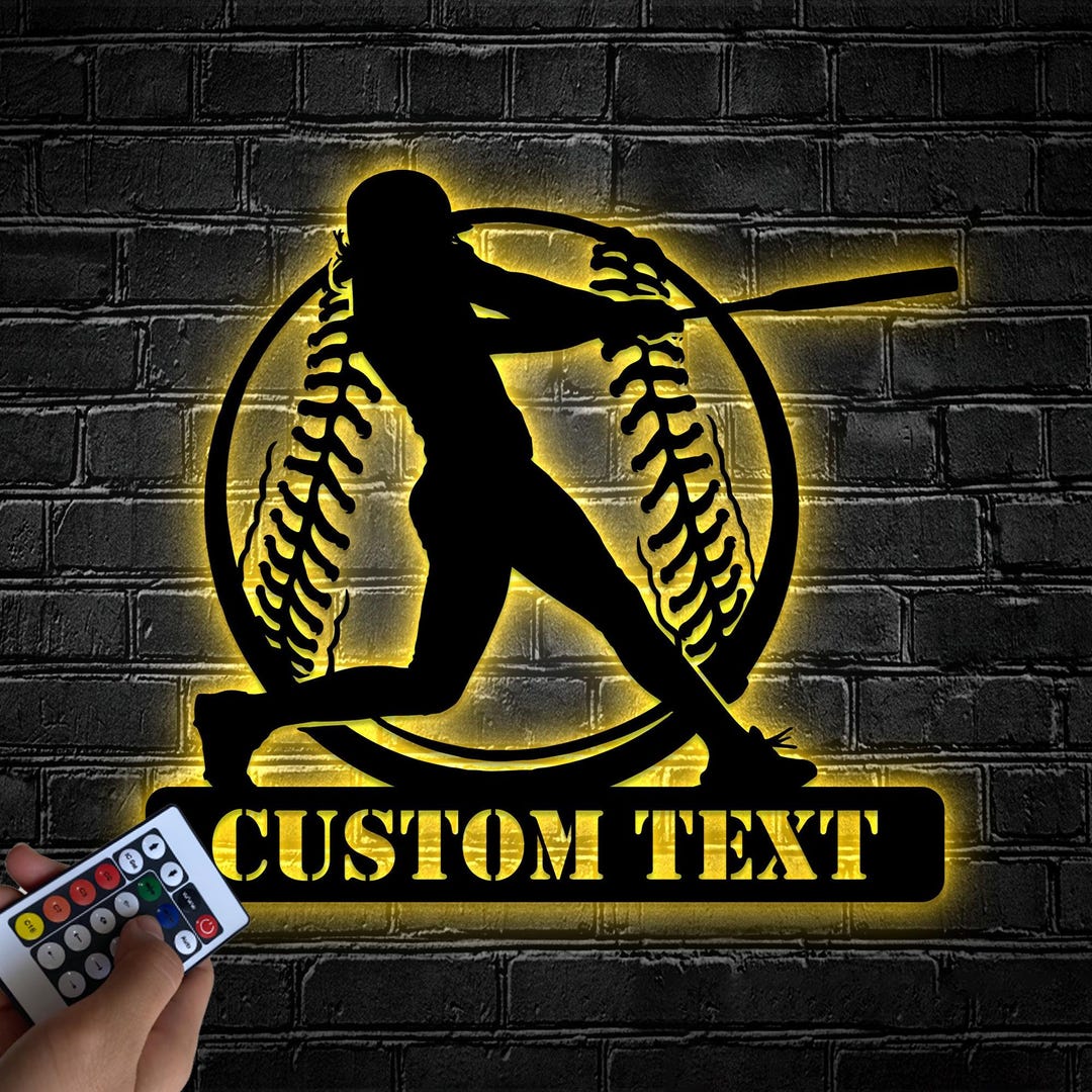 Personalized Softball Pitcher Metal Wall Art Led Lights, Pitcher Girl ...