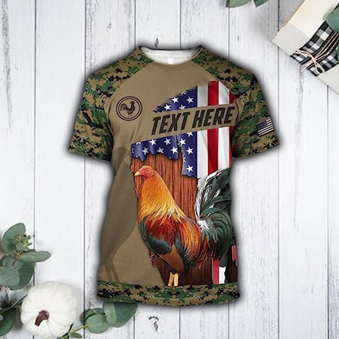 Personalized 3D Rooster T-shirt, Custom Name Rooster Short Sleeve Shirt ...