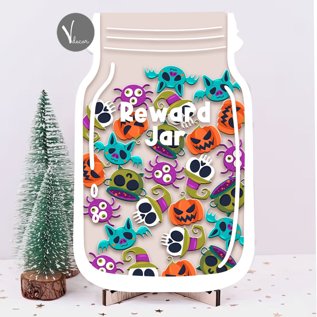 Custom Halloween Reward Jar for Classroom Colorful Halloween - Etsy