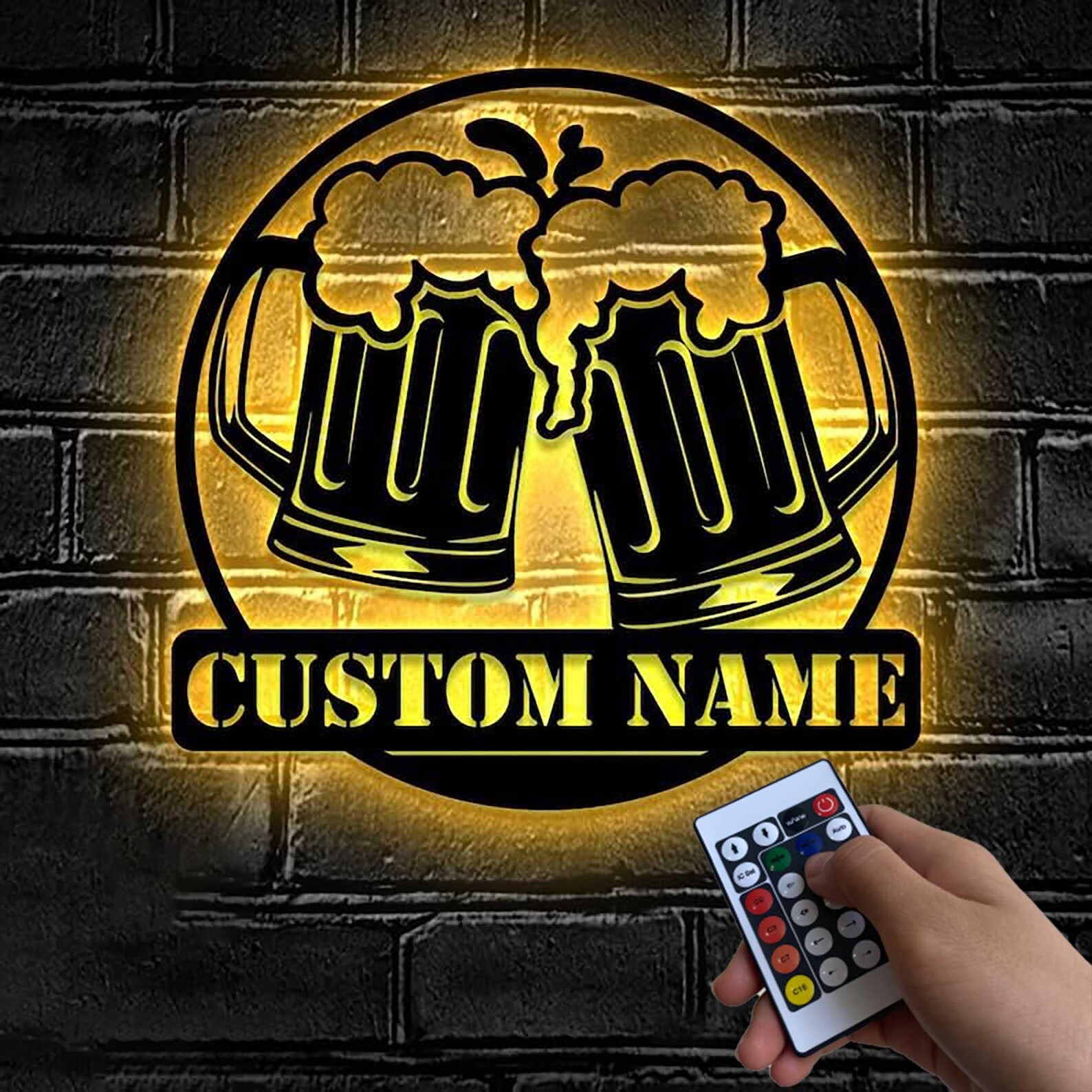 Custom Beer Mug LED Sign With Name, Personalized Bar Wall Light, Pub ...