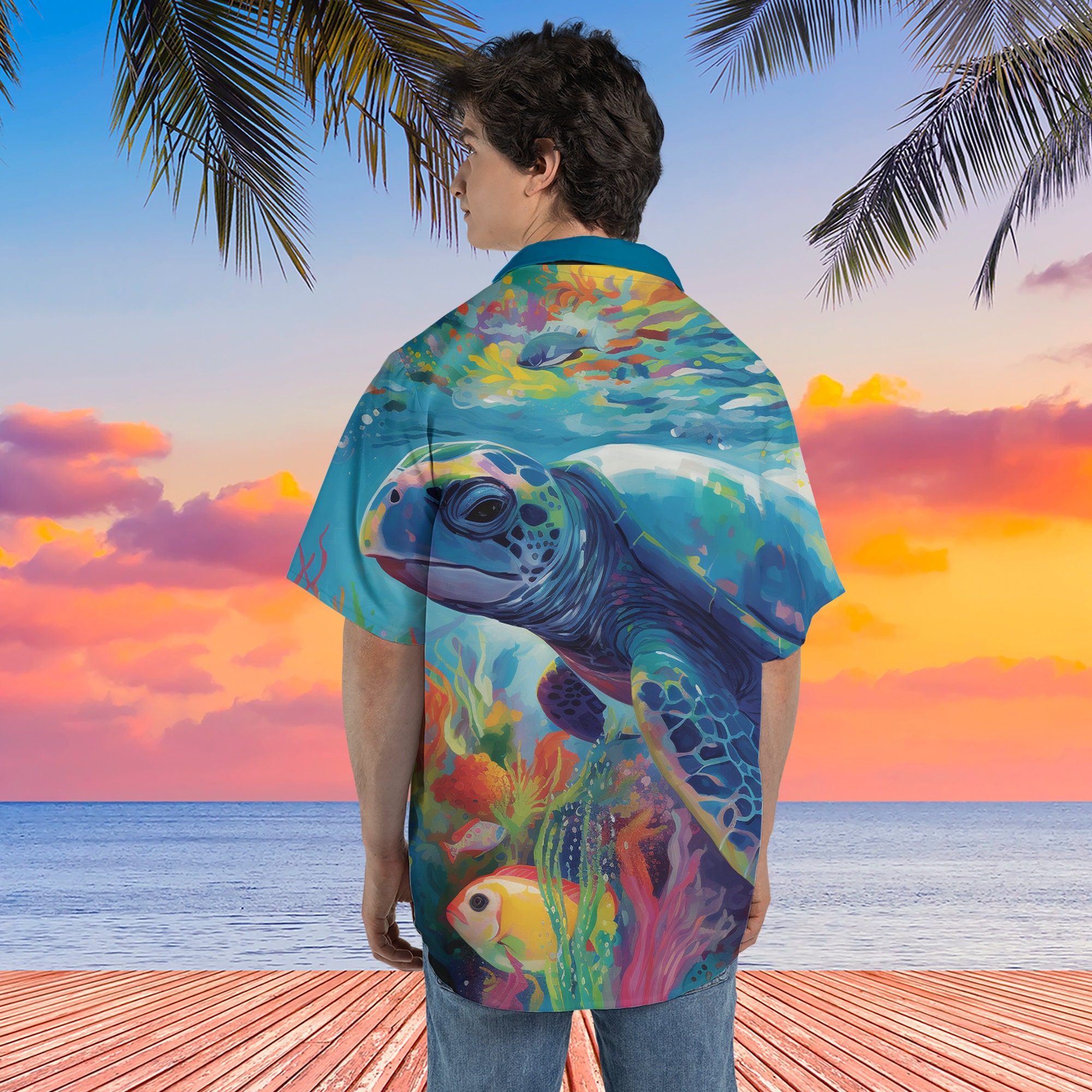 Big Sea Turtle Hawaiian Shirt, Turtle Lovers Summer Hawaii Shirt sold ...