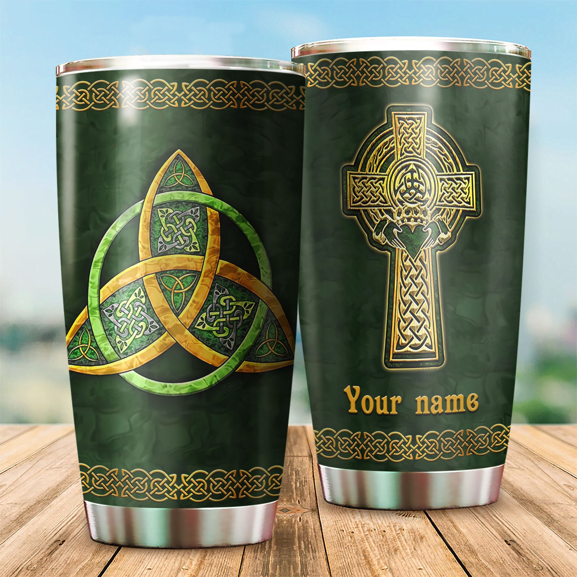 Personalized Celtic Knot Tumbler Custom Celtic Cross - Etsy