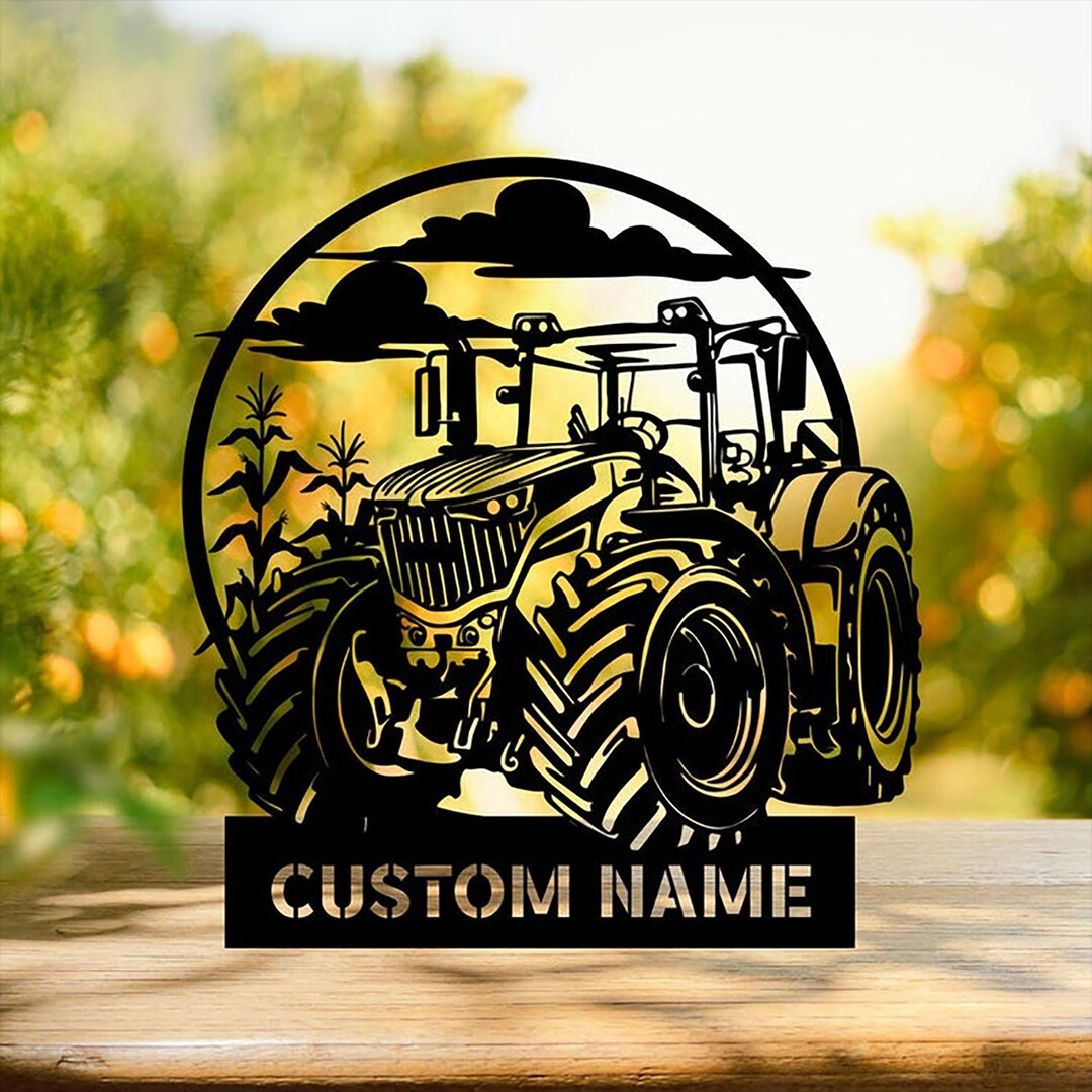 Farm Sign Custom Tractor Metal Wall Art LED Light, Personalized Farm ...