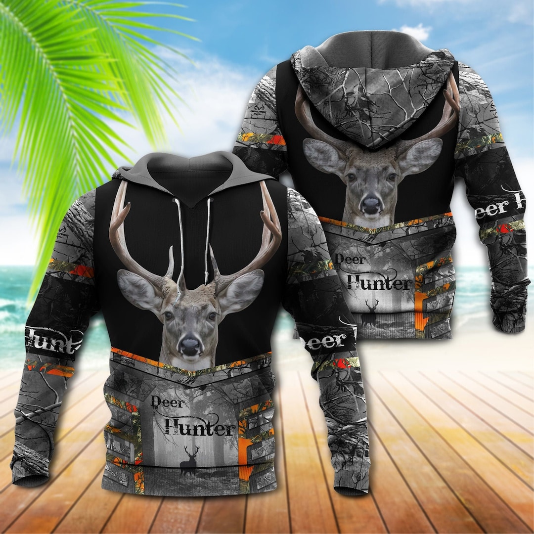 Hunting Deer Hunting Black and Gray Sweatshirt Hoodie, Deer Hunter ...