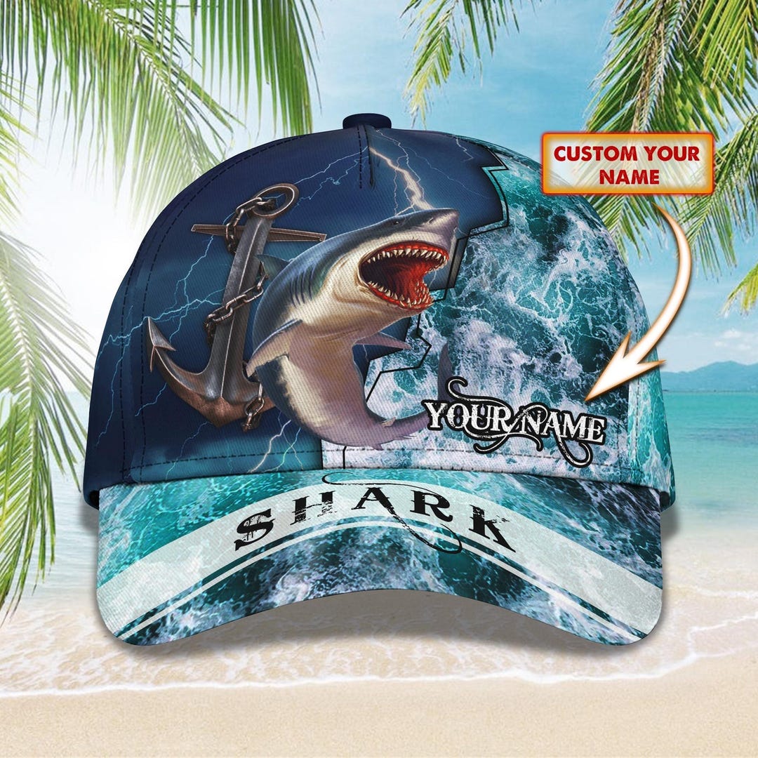 Personalized Shark Cap With Name, Custom Ocean Anchor Hat for Men, 3D ...