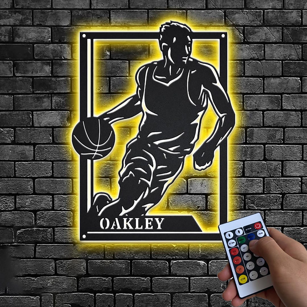 Custom Female Basketball Signage Metal Sign With LED Light ...