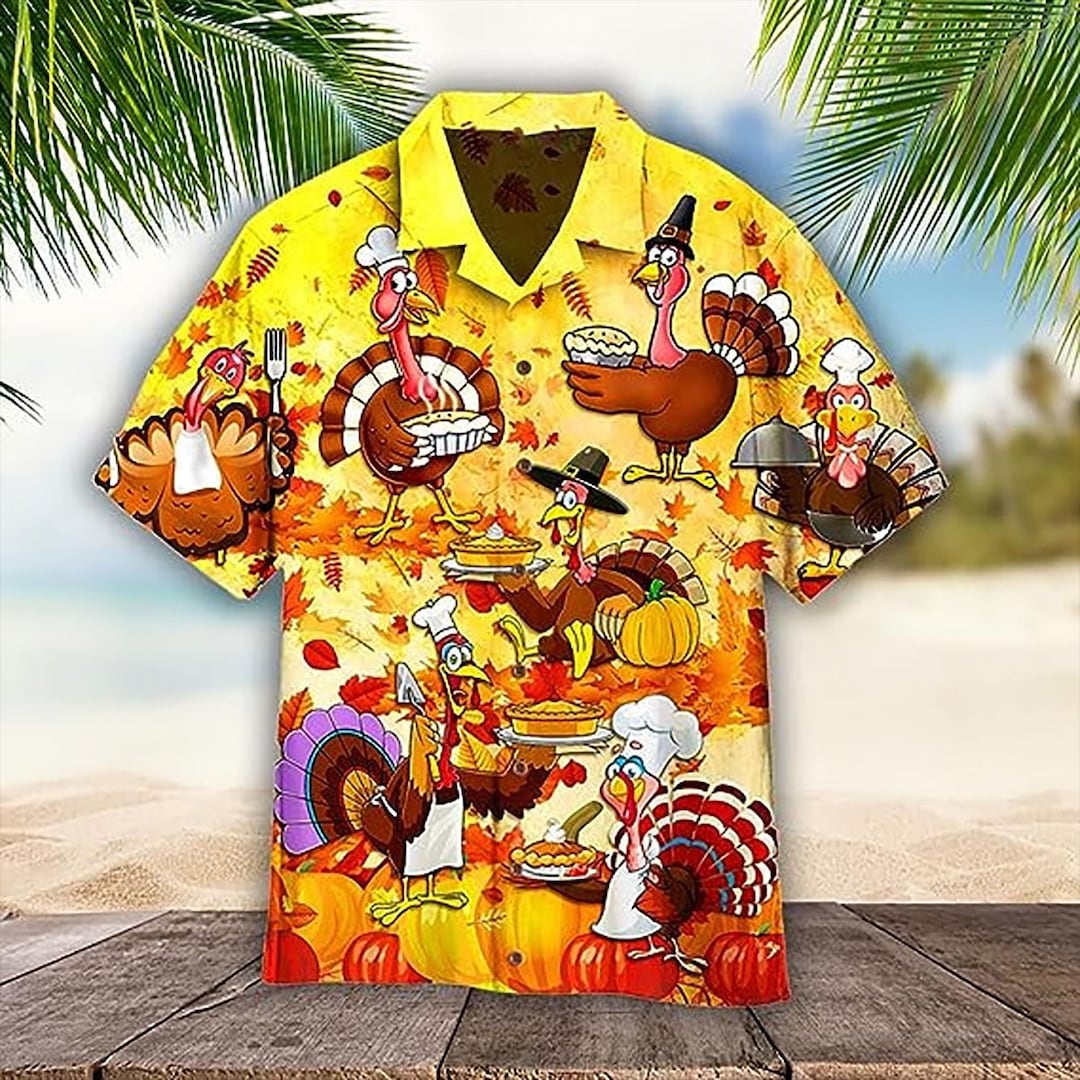 Chef Turkey Men's Hawaii Shirt, Funny Hawaii Shirt, Hawaii Shirt, 3D ...