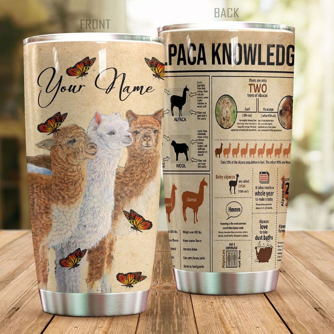 Personalized Alpaca Knowledge Vintage Tumbler, Alpaca Butterfly ...