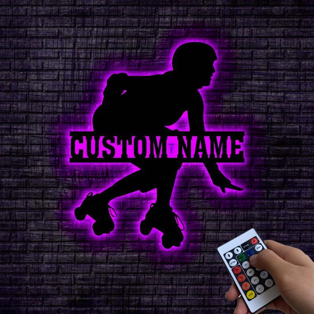 Personalized Roller Derby Sign, Metal Wall Art With LED Light, Custom ...