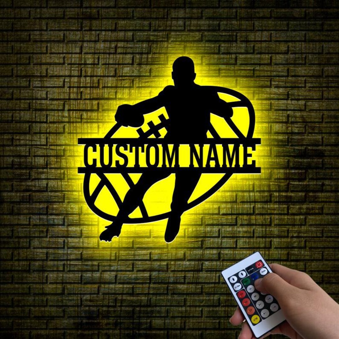 Personalized Rugby Sign With LED Lights - Custom Metal Wall Art, Rugby ...