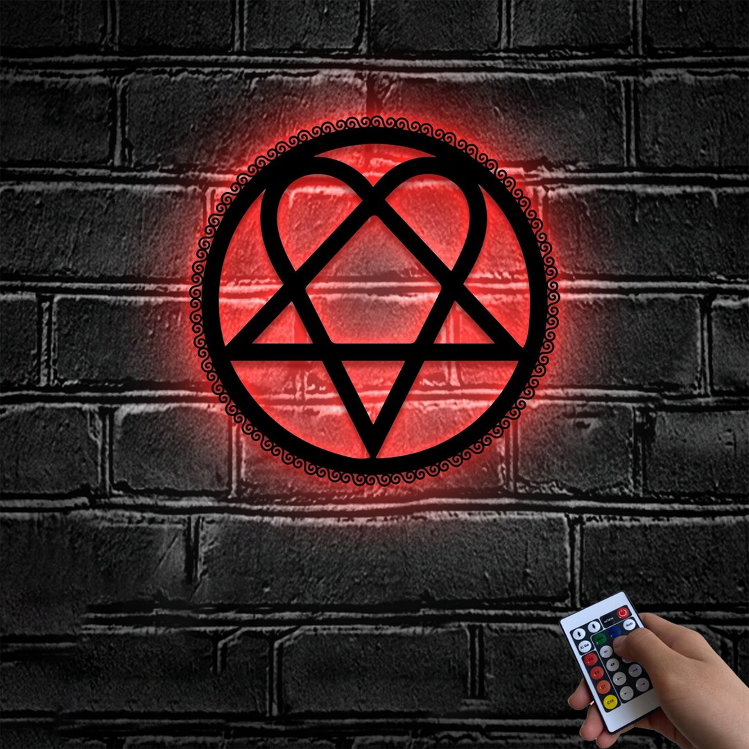 Craftnamesign Heartagram Symbol Metal Wall Art LED Light, Housewarming ...