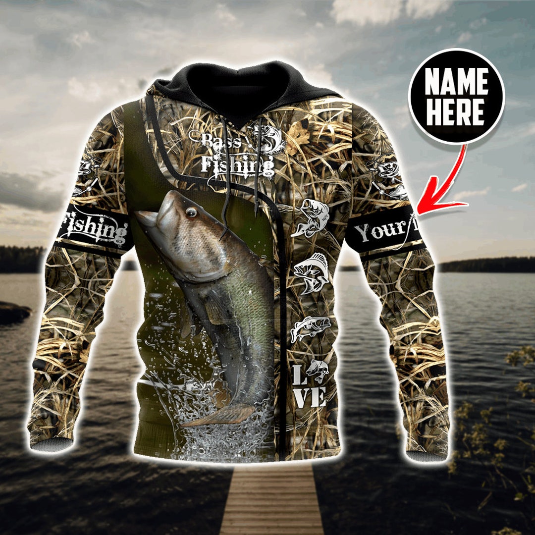 Personalized Unisex Novelty Hoodie Bass Fishing Pullover Sweatshirt, Bass Fishing Zip Hoodies ...