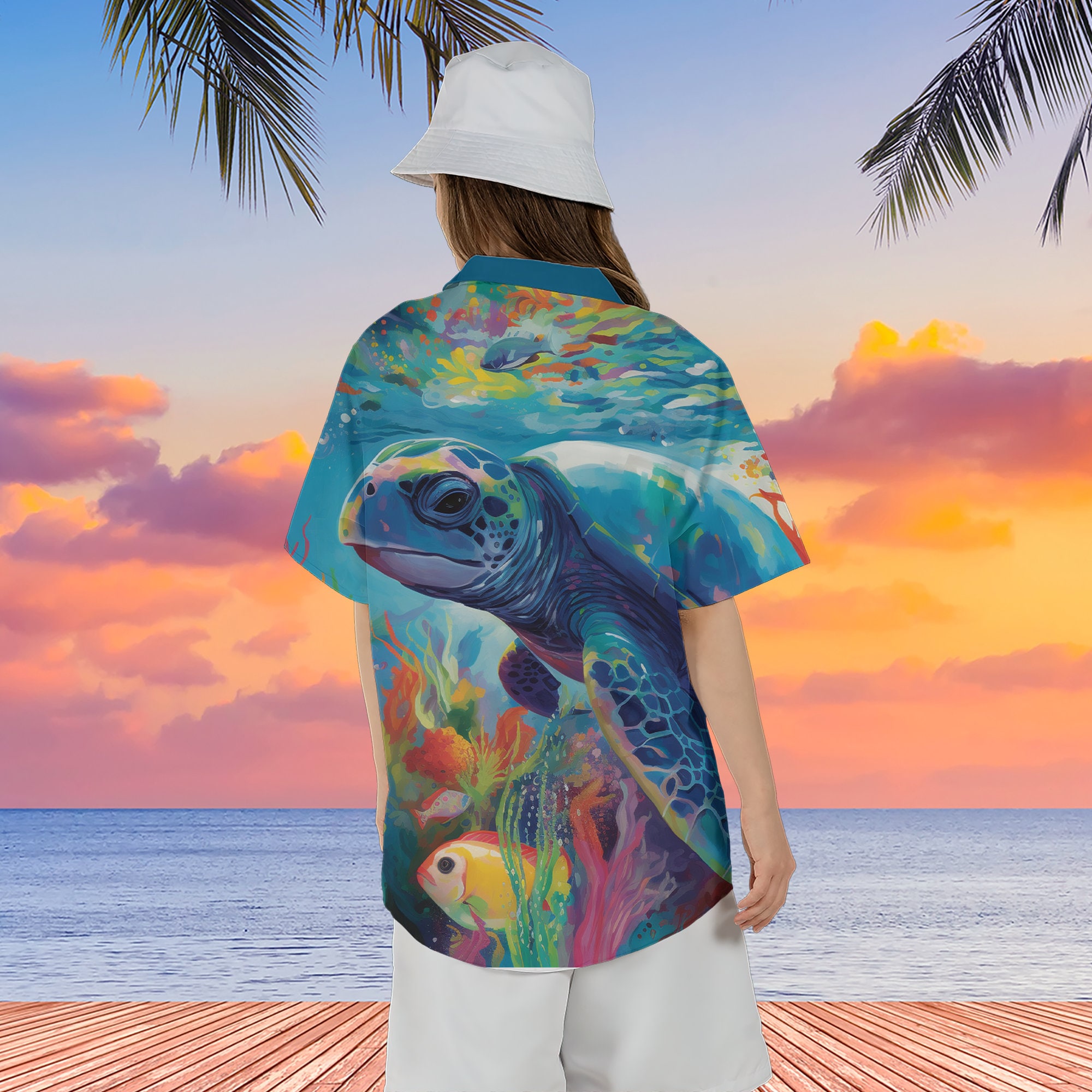 Big Sea Turtle Hawaiian Shirt, Turtle Lovers Summer Hawaii Shirt sold ...