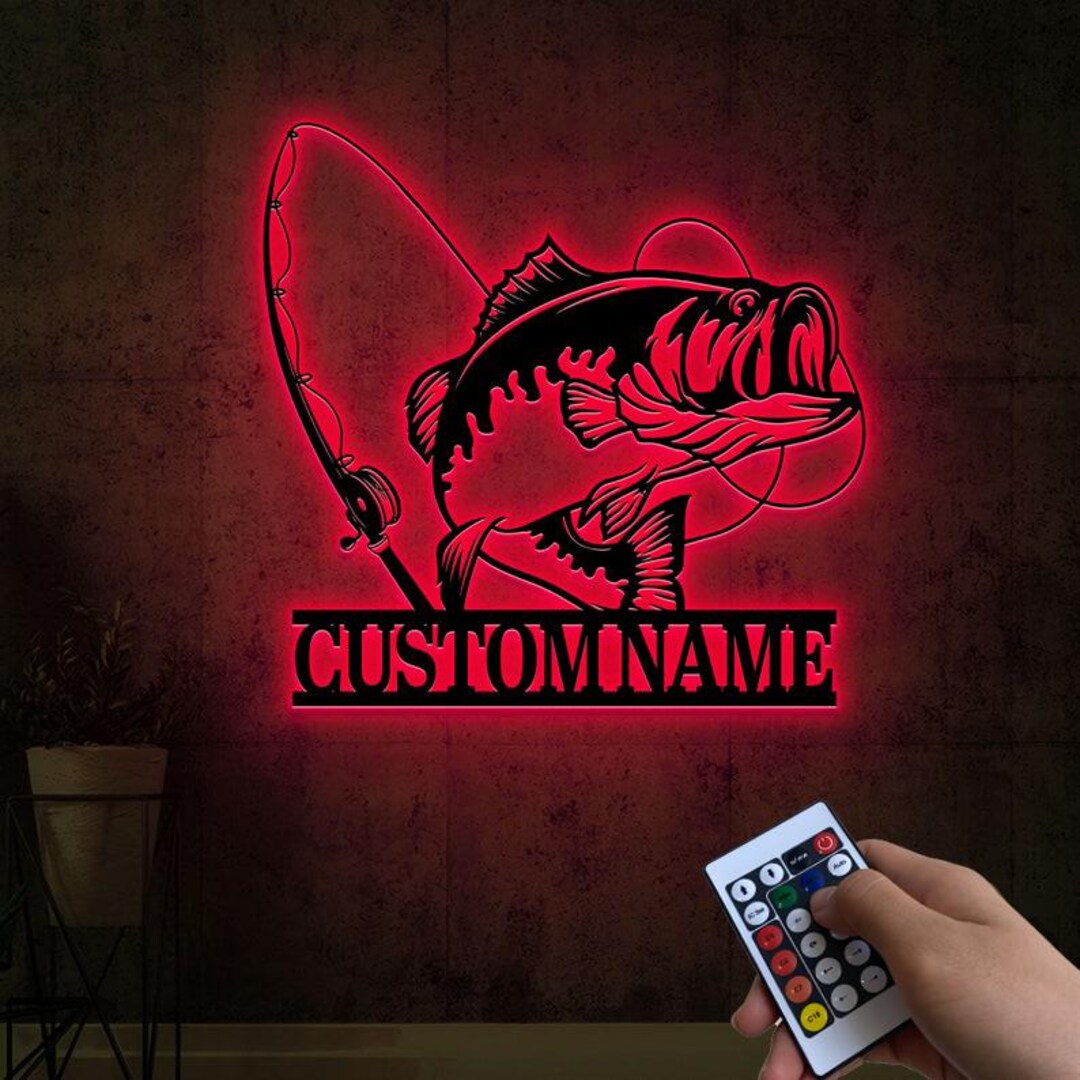 Personalized Largemouth Bass Metal Sign With LED Lights, Custom Bass ...