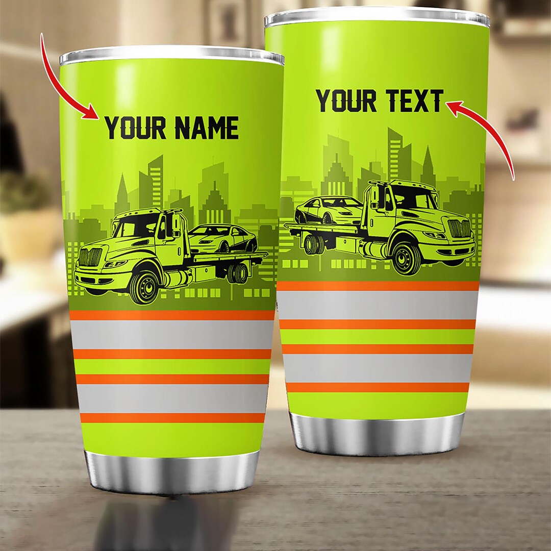 Personalized Tow Truck Driver Tumbler, Custom Name Stainless Steel ...