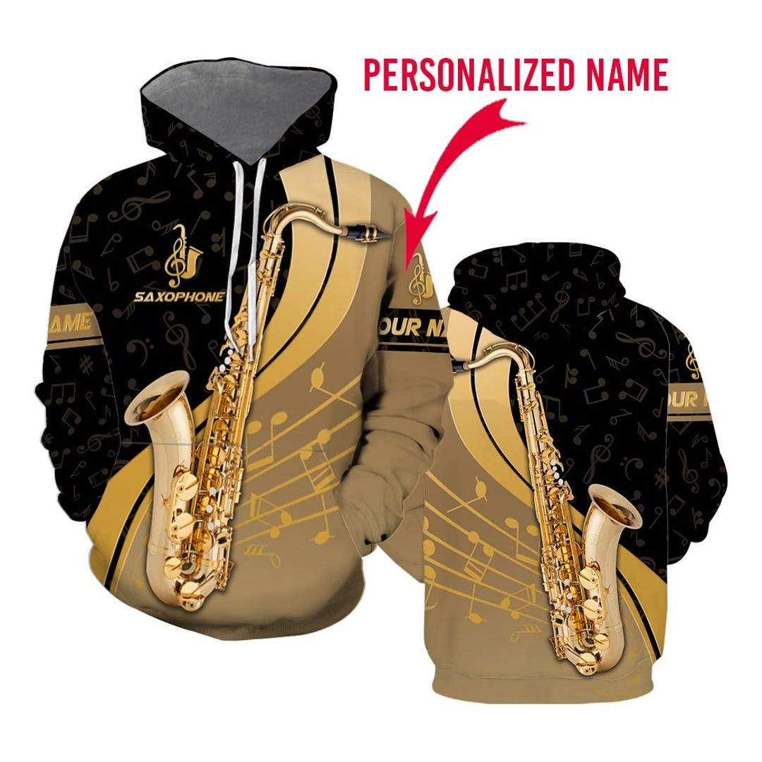 Saxophone Custom Name Hoodie for Men & Women, Saxophone Sweatshirt ...