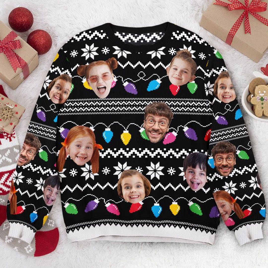 Personalized Photo Family Ugly Sweater, Custom Christmas Sweater Funny ...