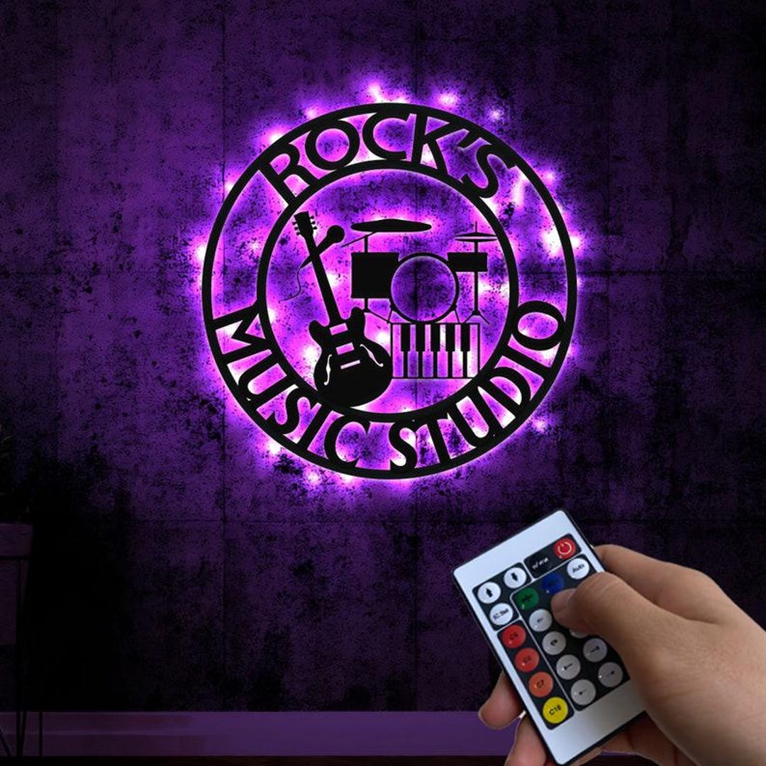 Personalized Musical Instruments Metal Wall Art With Led Lights, Custom ...