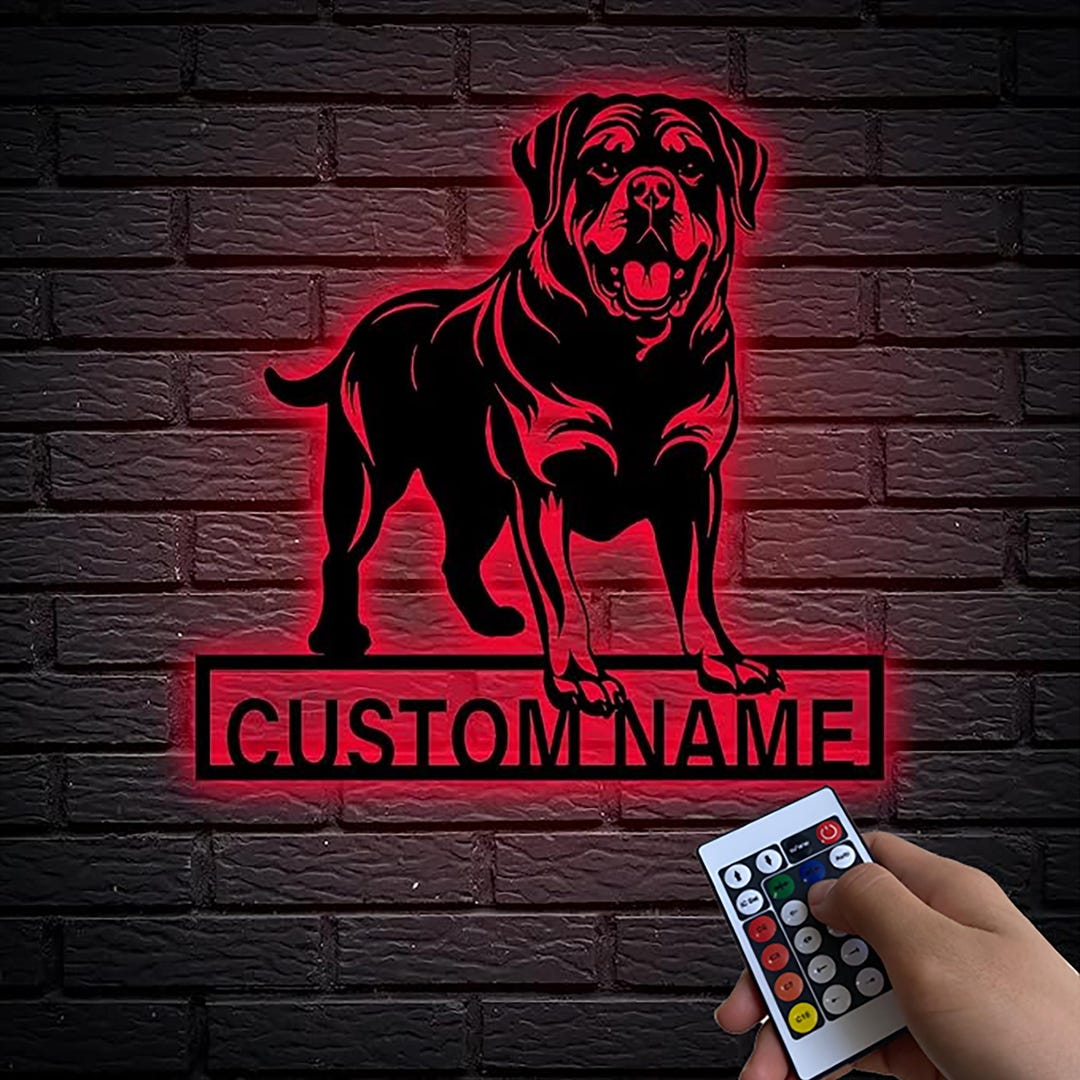 Personalized Rottweiler Metal Wall Art, Dog Lover Name Sign for Home ...